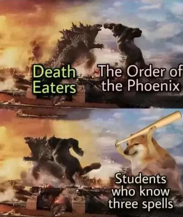 The Orderof Eatere=. ~the Phoenix Students know three spells: - iFunny