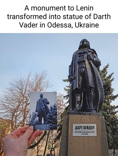 A monument to Lenin transformed into statue of Darth Vader in Odessa ...