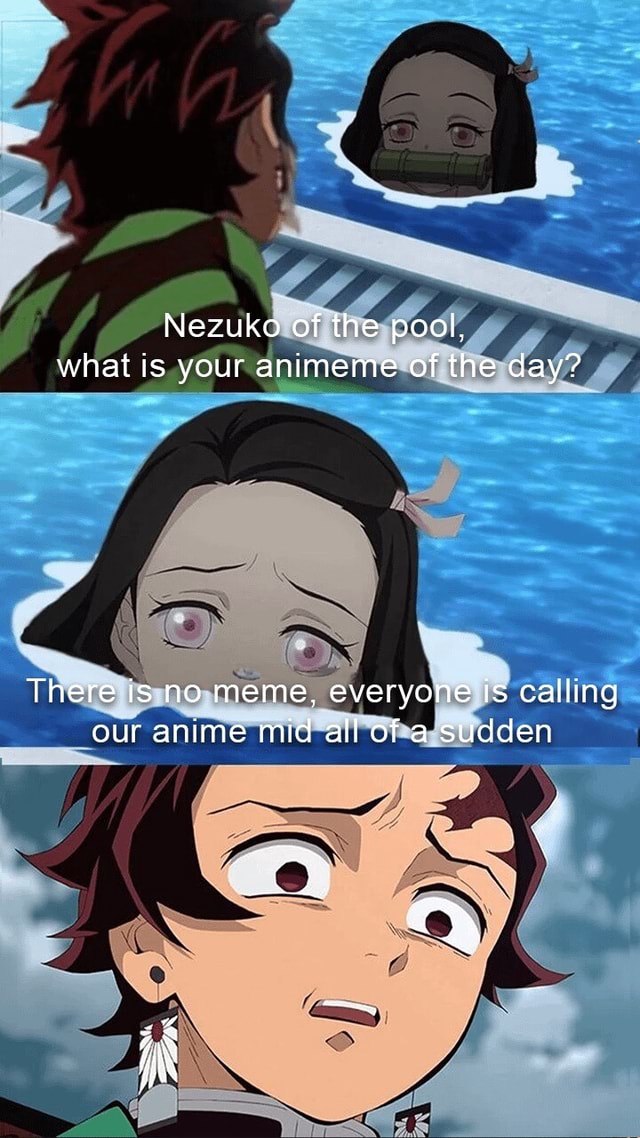 Nezuko of the pool, what is your animeme of the day? There is no meme ...
