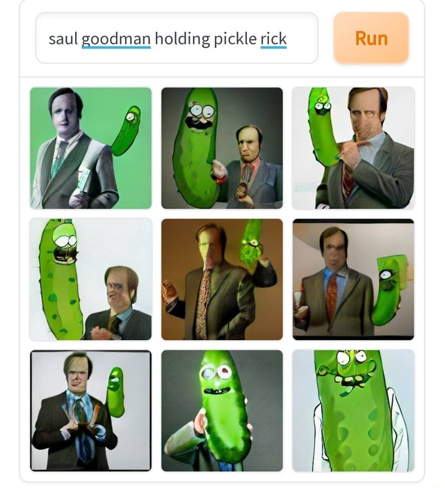 Saul goodman holding pickle rick Run - iFunny