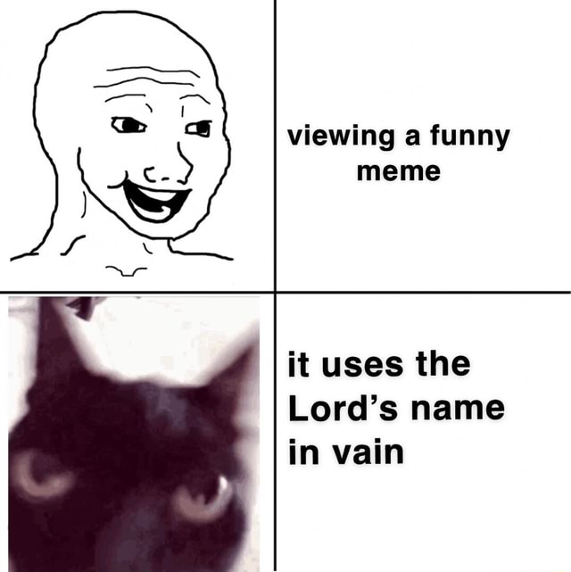 Viewing a funny meme it uses the Lord's name in vain - iFunny