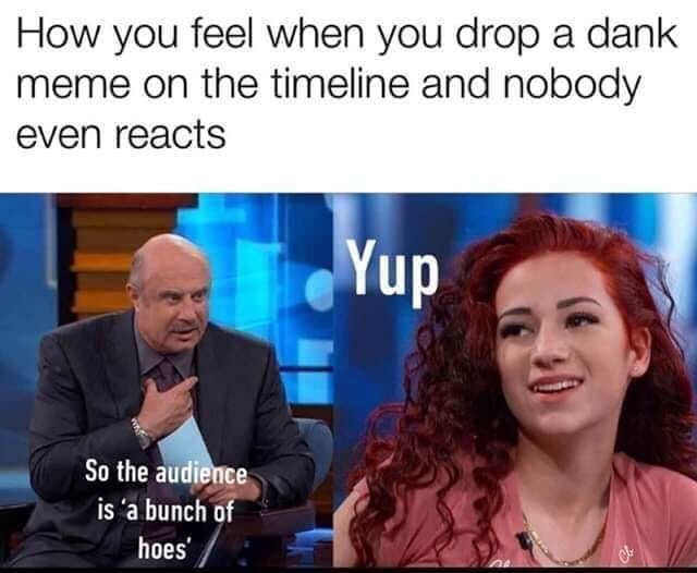 How you feel when you drop a dank meme on the timeline and nobody even ...