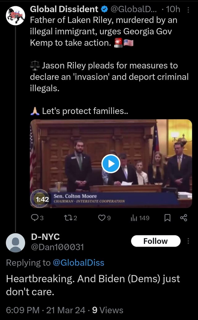 Global Dissident @ @GlobalD... Father of Laken Riley, murdered by an ...