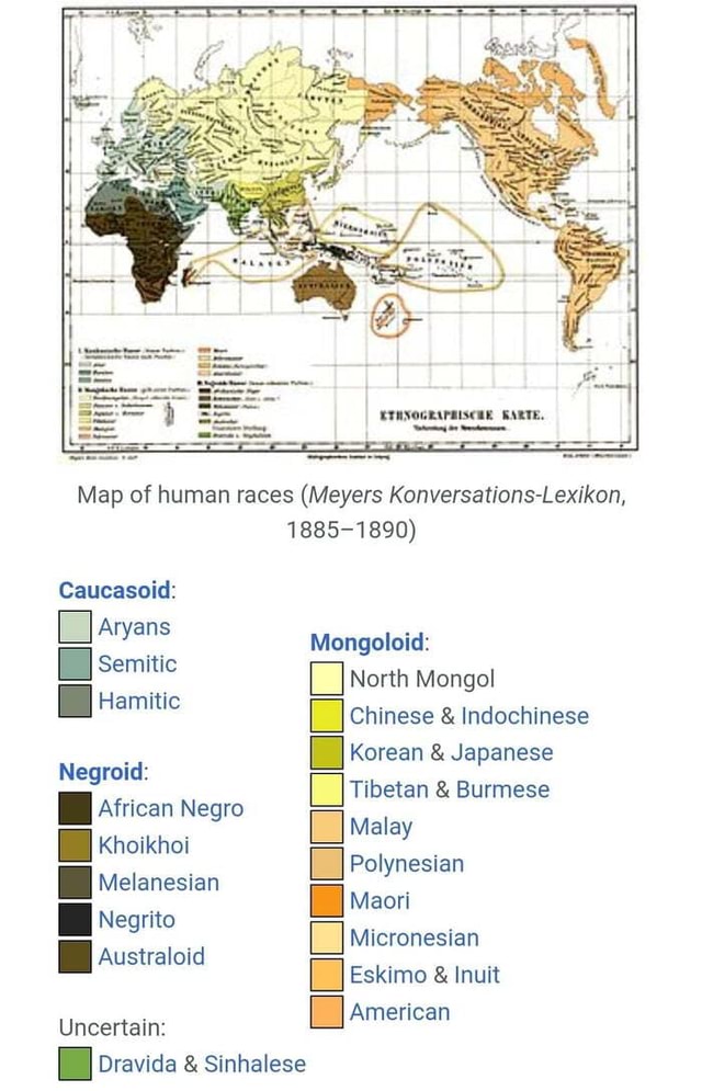Map of human races (Meyers Konversations-Lexikon, 1885-1890) Caucasoid ...