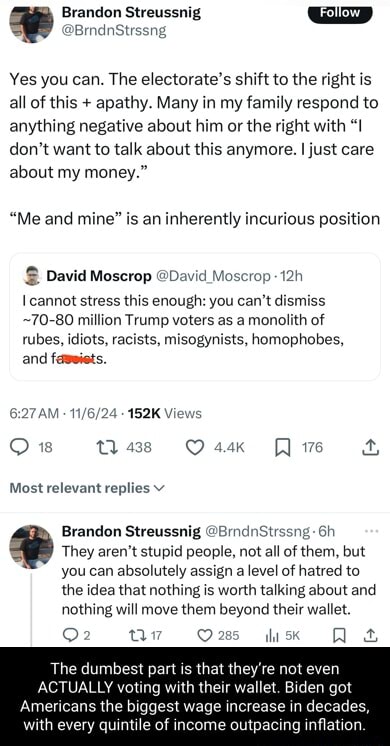 Brandon Streussnig, Follow Yes you can. The electorate's shift to the right is all of this ...