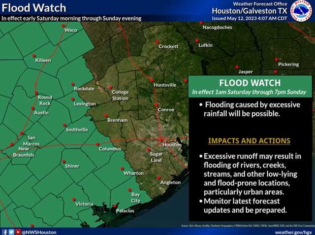 'Weather Forecast Office Flood Watch TX Ineffect early Saturday morning ...