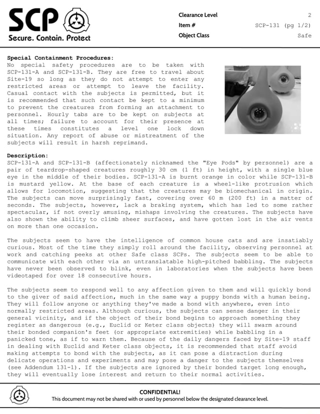 Secure. Contain. Protect Object Class Safe Special Containment ...