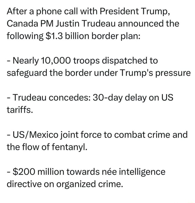 After a phone call with President Trump, Canada PM Justin Trudeau ...