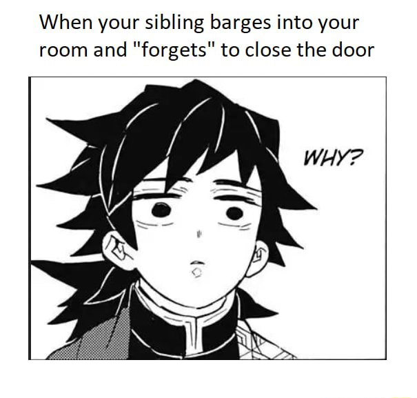 When your sibling barges into your room and "forgets" to close the door ...