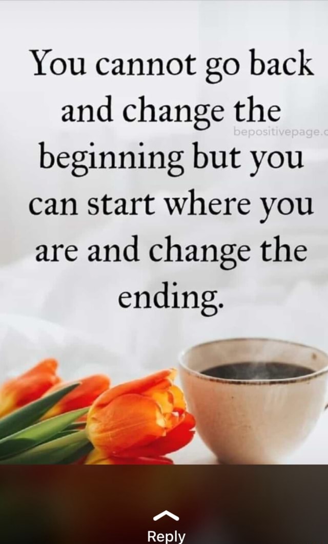 You cannot go back and change the beginning but you can start where you ...