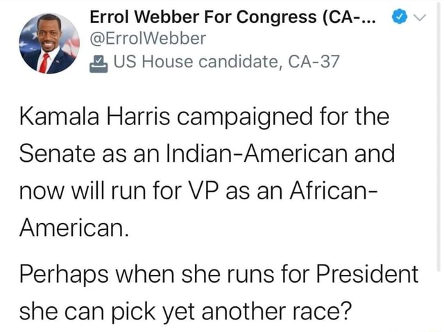 Errol Webber For Congress (CA-... @v @ErrolWebber US House candidate ...