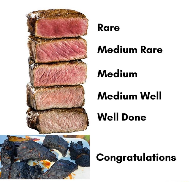 Rare Medium Rare Medium Medium Well Well Done Congratulations - iFunny