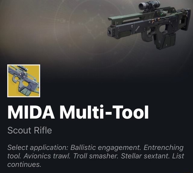 MIDA Multi-Tool Scout Rifle Select application: Ballistic engagement ...