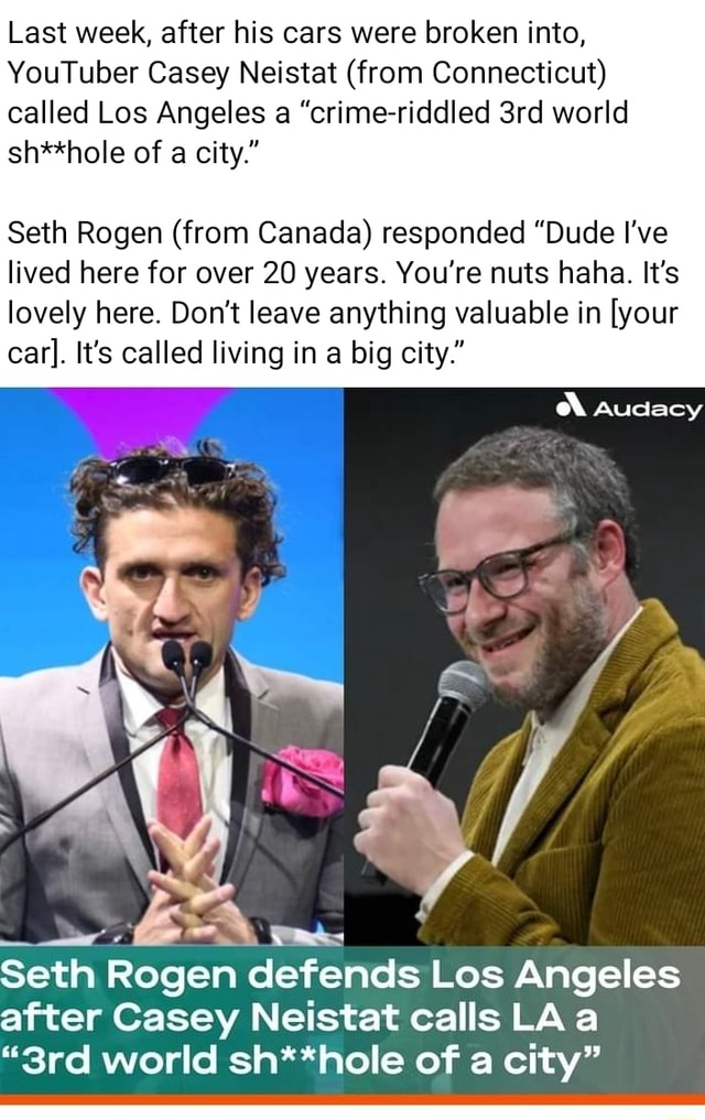 Last week, after his cars were broken into, YouTuber Casey Neistat ...