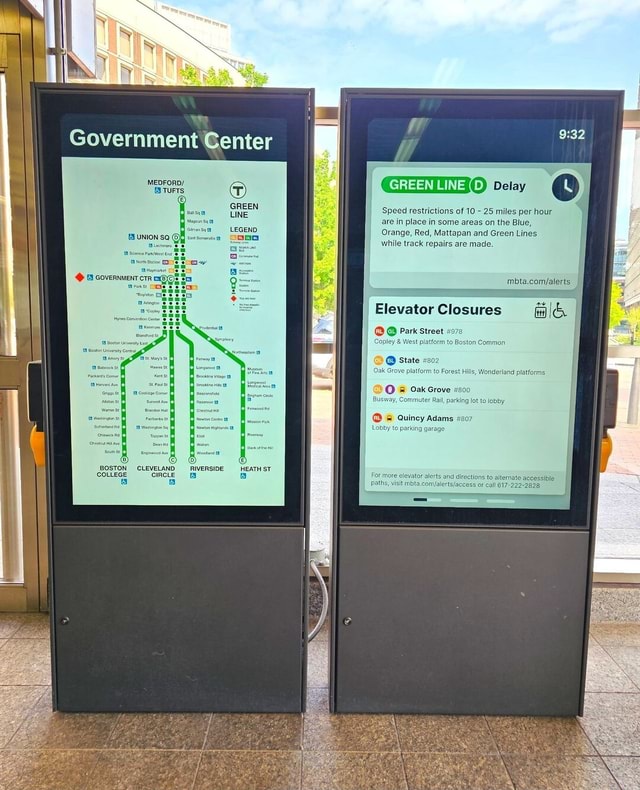 The first MBTA customer information displays are located in the lobby ...