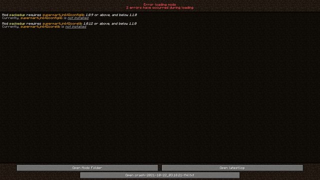 Error loading mods errors have occurred during loading Open Mods Folder ...