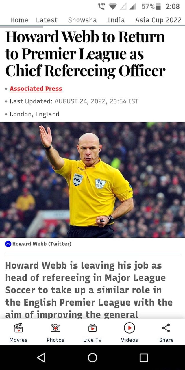 AA Home Latest Showsha India Asia Cup 2022 Howard Webb to Return to ...