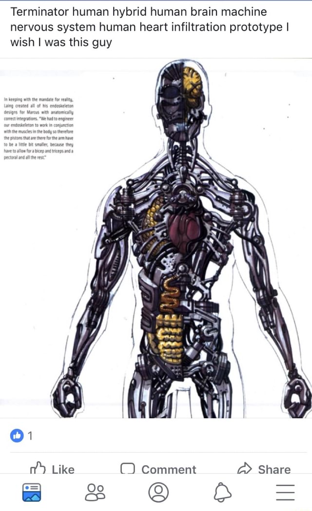 Terminator human hybrid human brain machine nervous system human heart ...