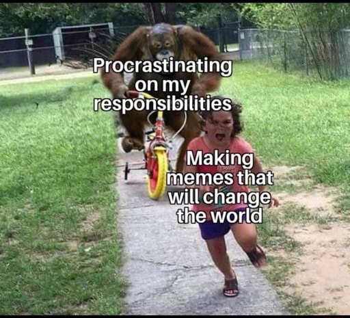 _.Procrastinating on my, responsibilities Making memes that will change ...