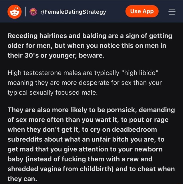 Use App = Receding hairlines and balding are a sign of getting older ...