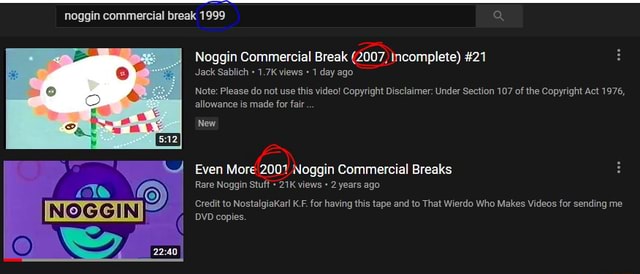 Noggin commercial break 1999 Noggin Commercial Break (2007, incomplete ...