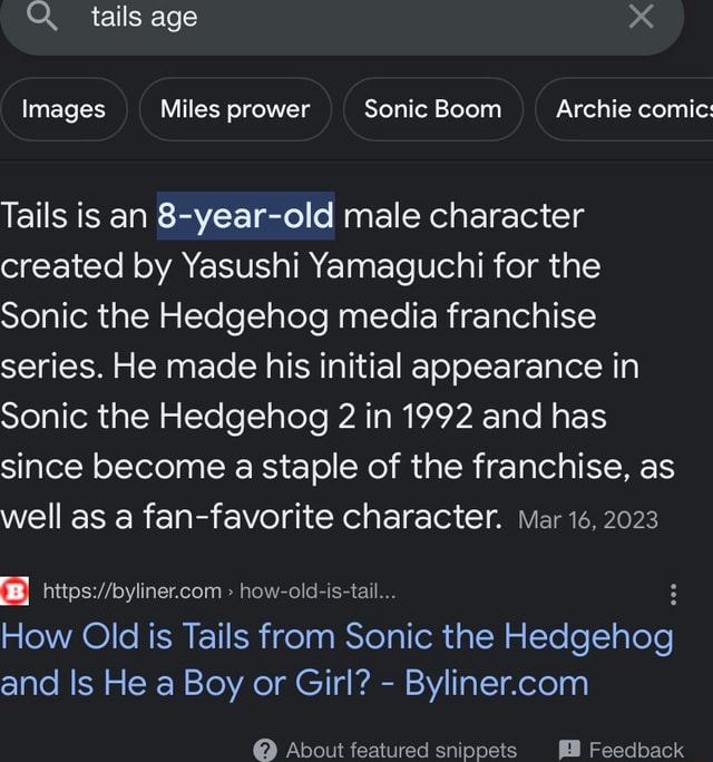 Tails age Images Miles prower Sonic Boom Archie comic: Tails is an 8 ...
