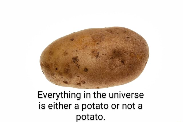Everything in the universe is either a potato or nota potato. - iFunny