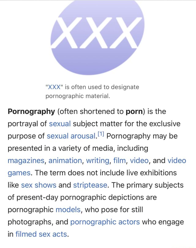 Pornographic Material Pornography Often Shortened To Porn Is The Portrayal Of Sexual Subject