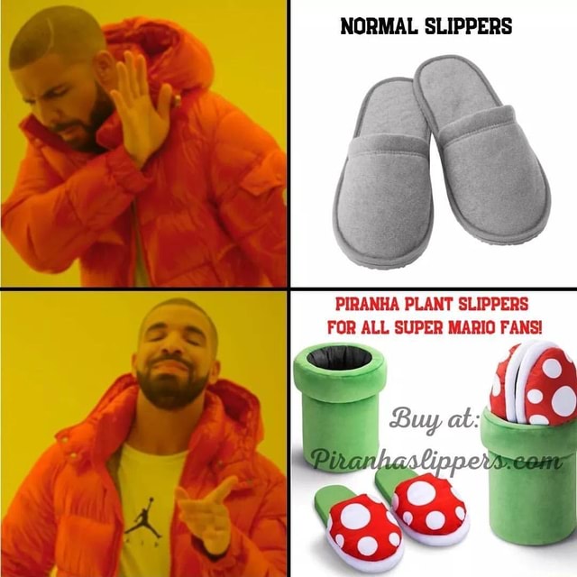 NORMAL SLIPPERS PIRANHA PLANT SLIPPERS FOR ALL SUPER MARIO FANS! - iFunny