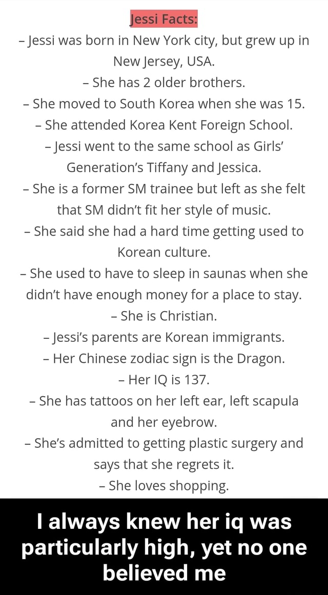 Jessi Facts: - Jessi was born in New York city, but grew up in New ...