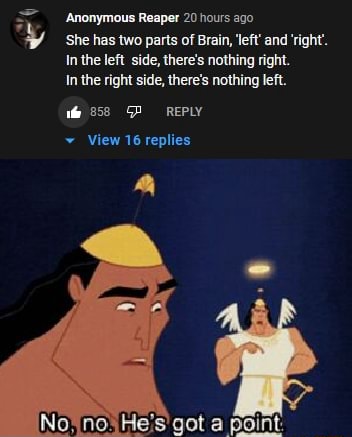 'Anonymous Reaper 20 hours 'She has two parts of Brain, 'left' and ...