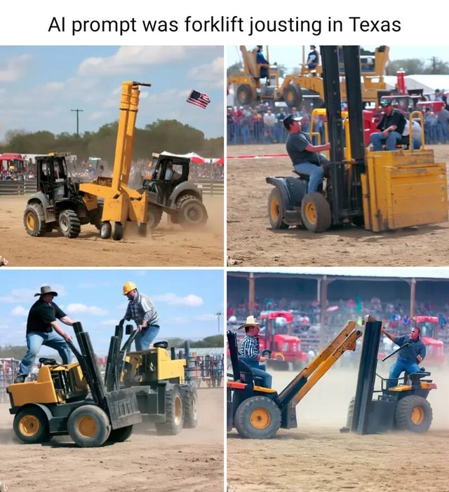Al prompt was forklift jousting in Texas - iFunny