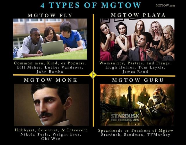 4 TYPE S OF MG OW MCTOW MGTOW FLY MGTOW PLAYA L : Common man, Kind, or ...