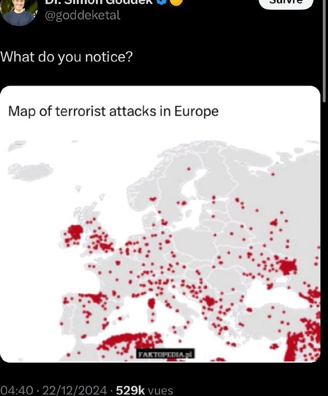 What do you notice? Map of terrorist attacks in Europe ar - iFunny