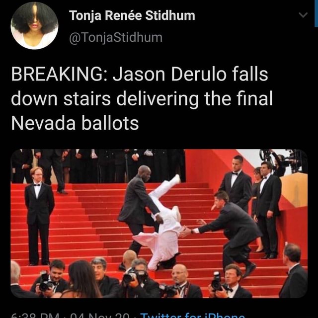 BREAKING: Jason Derulo falls down stairs delivering the final Nevada ...