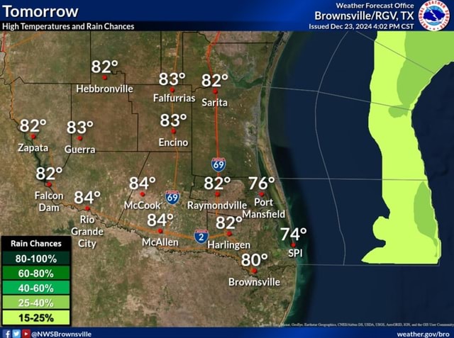 'Weather Forecast Office Tomorrow Bro TX High Temperatures and Rain ...