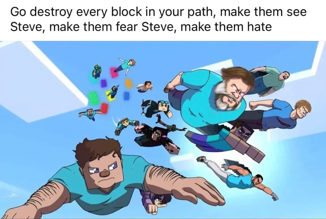 Go destroy every block in your path, make them see Steve, make them ...