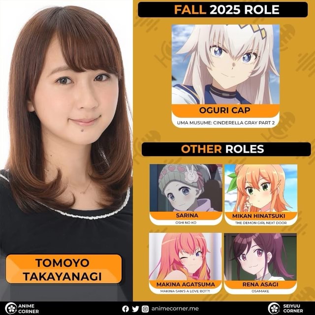 FALL 2025 ROLE UMA MUSUME: CINDERELLA GRAY PART OTHER ROLES MIKAN HINATSUKI TOMOYO TAKAYANAGI ...