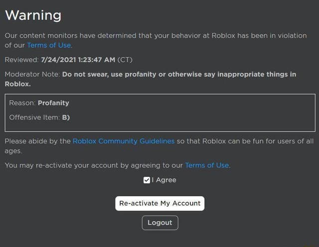 Warning Our content monitors have determined that your behavior at ...
