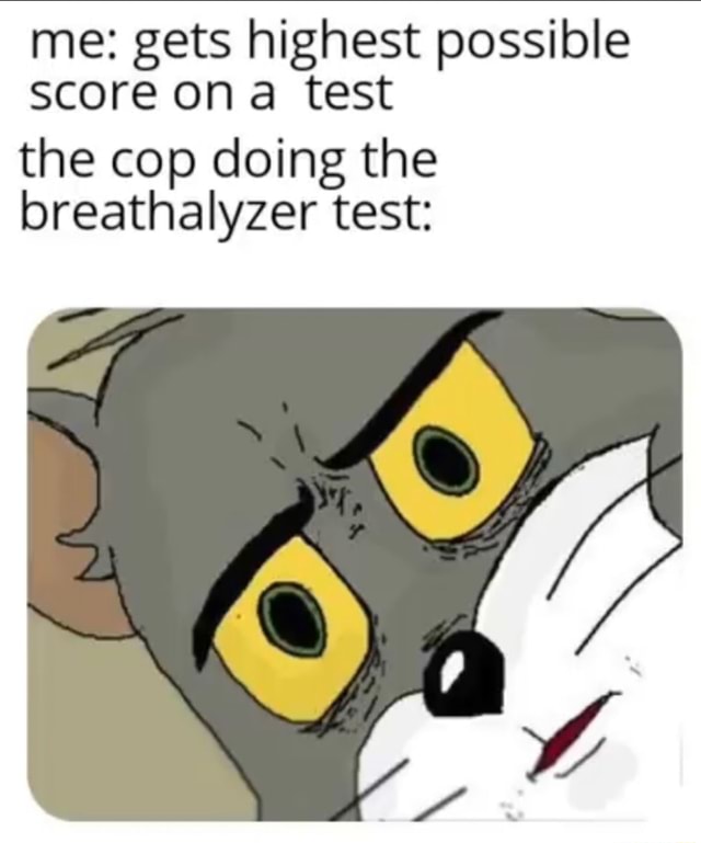 Me: gets highest possible score on a test the cop doing the ...