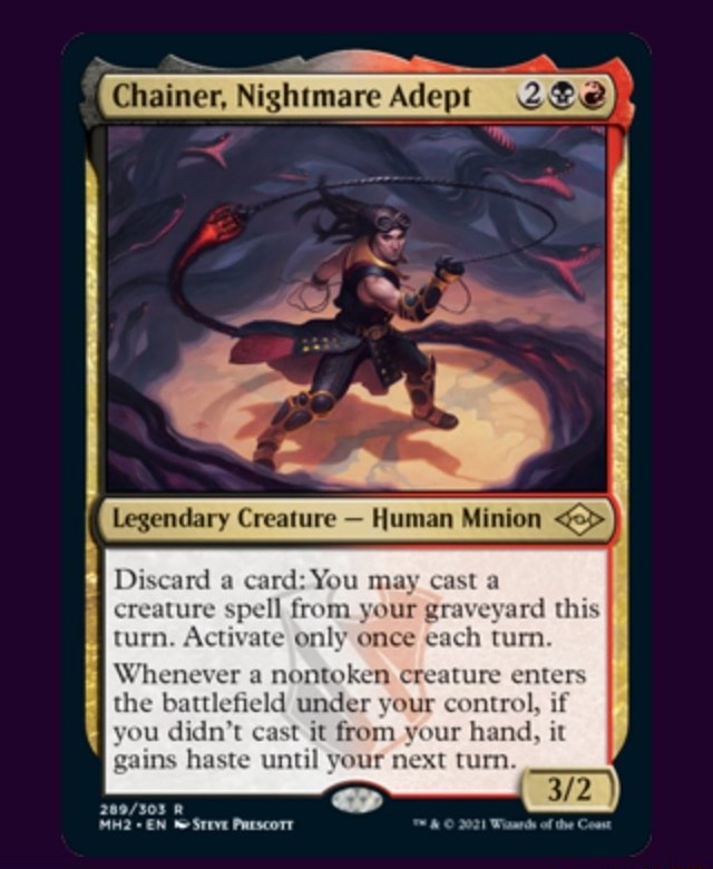 Chainer, Nightmare Adept Legendary Discard a card: You may cast a ...