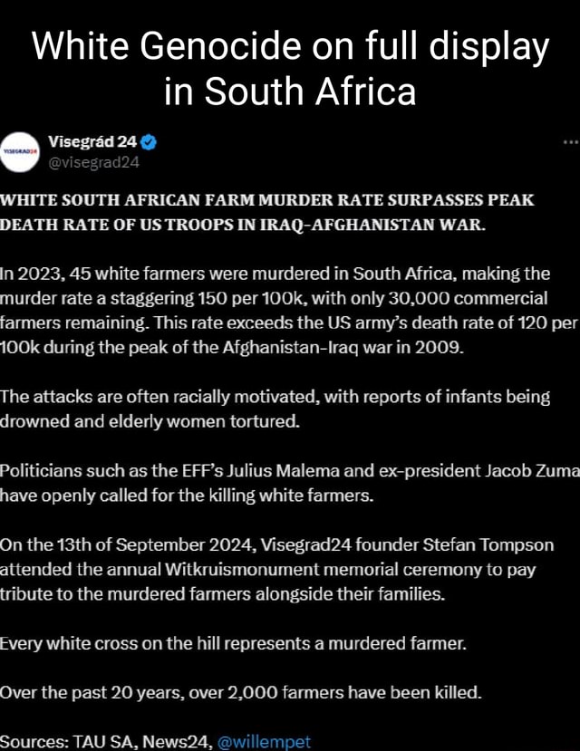 White Genocide on full display in South Africa Visegrad 24 @visegrad24 ...