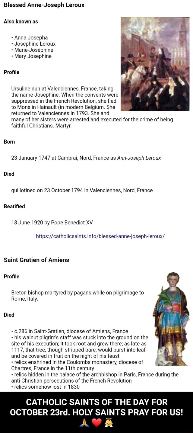Blessed Anne-Joseph Leroux Also known as Anna Josepha + Josephine ...