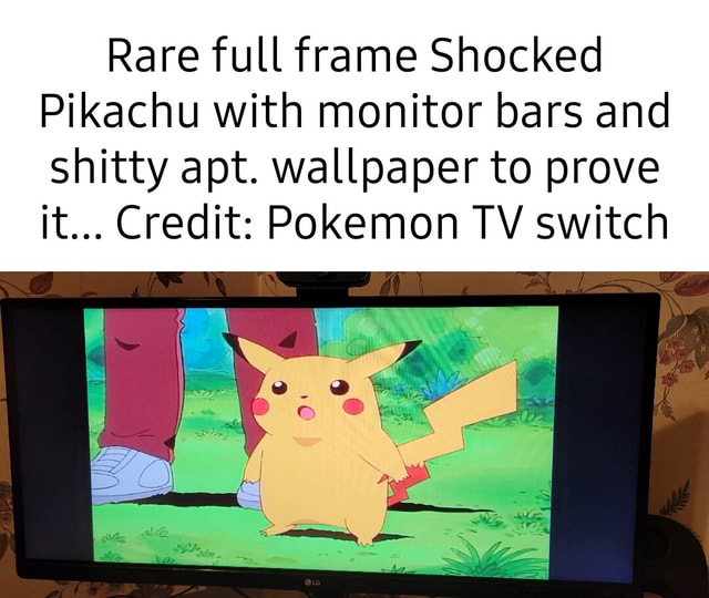 Rare full frame Shocked Pikachu with monitor bars and shitty apt ...