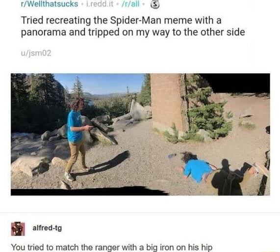 Vale & Tried recreating the Spider-Man meme with a panorama and tripped ...