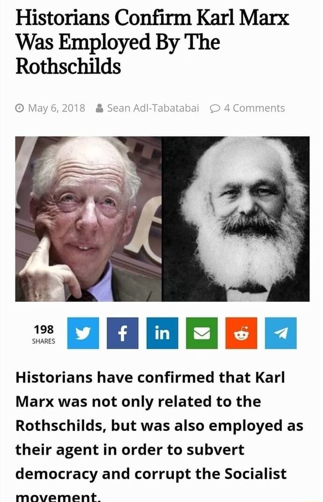 Historians Confirm Karl Marx Was Employed By The Rothschilds Ma 6, 2018 ...