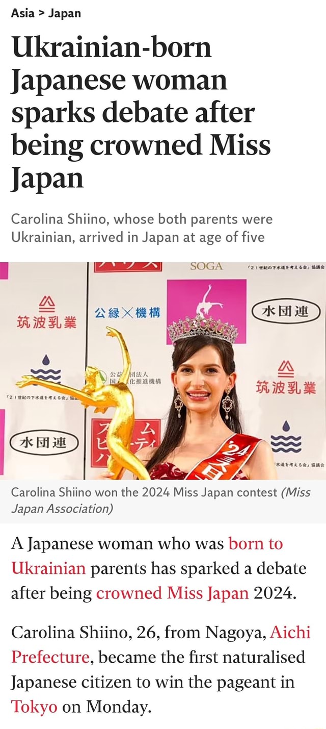 Asia > Japan Ukrainian-born Japanese woman sparks debate after being ...