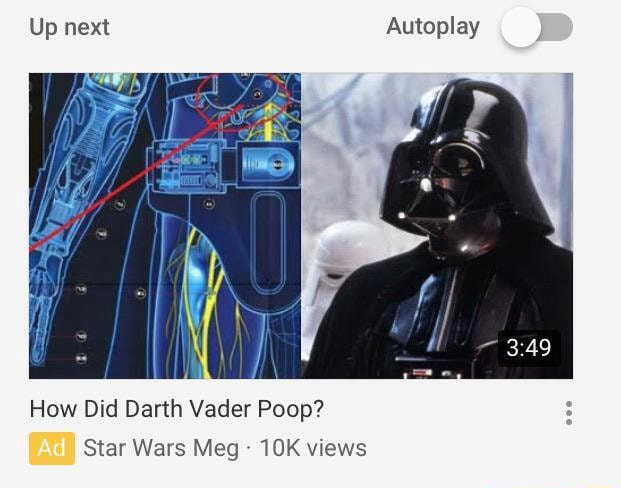 Up next Autoplay How Did Darth Vader Poop? Star Wars Meg views - iFunny