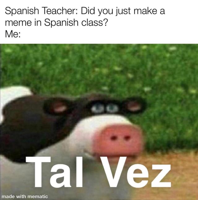 Spanish Teacher: Did you just make a meme in Spanish Class? Me: r Tal ...