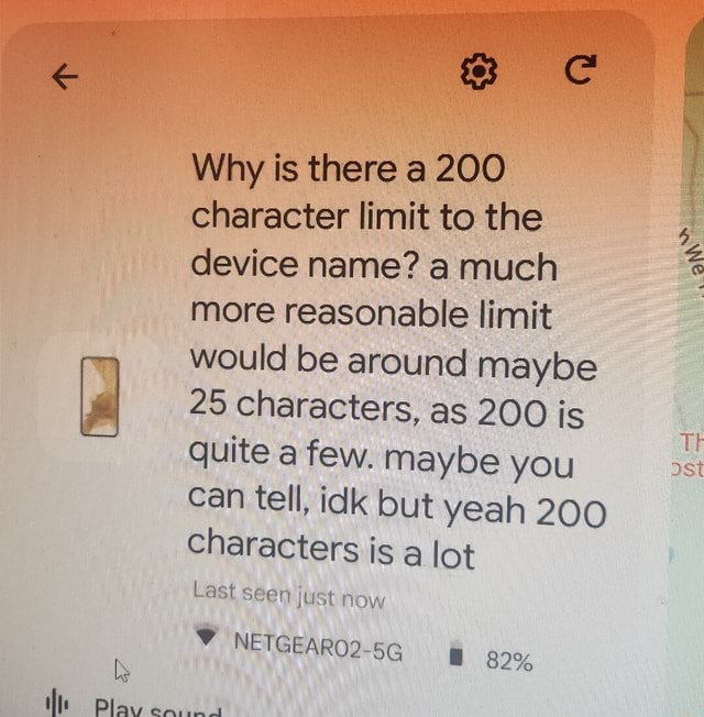 Why is there character limit to the device name? a much more reasonable ...